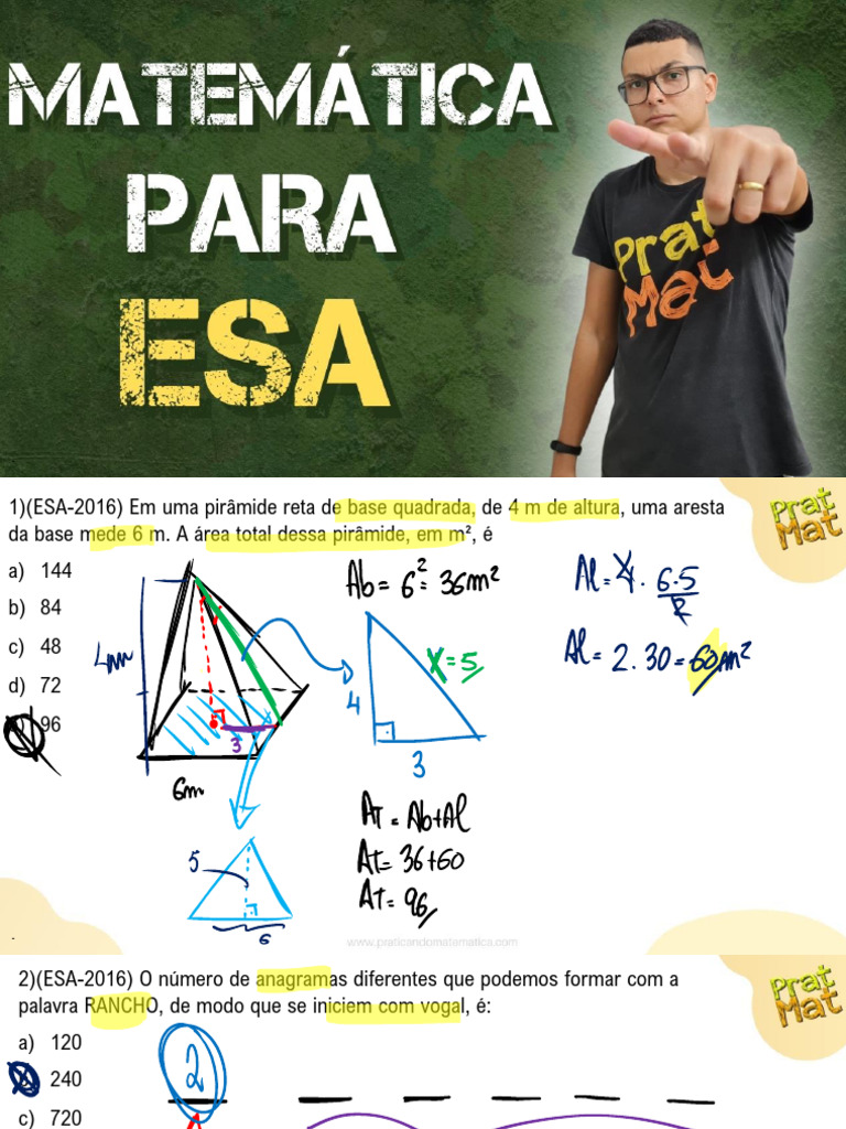 001 - Correcao Da Prova Da ESA 2016 | PDF | Objetos matemáticos ...