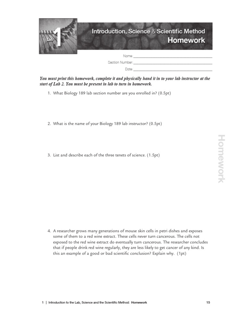 Lab 1 HOMEWORK PDF For Printing | PDF | Scientific Method | Science