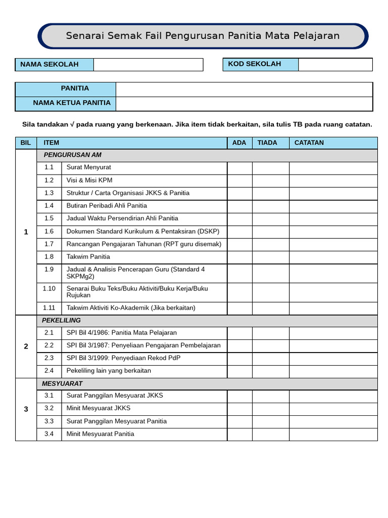 Template Fail Panitia-By Cikgu Mu | PDF