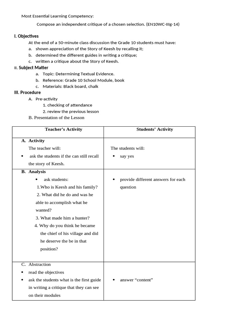 LP-for-Critq (2) | PDF | Human Communication | Learning