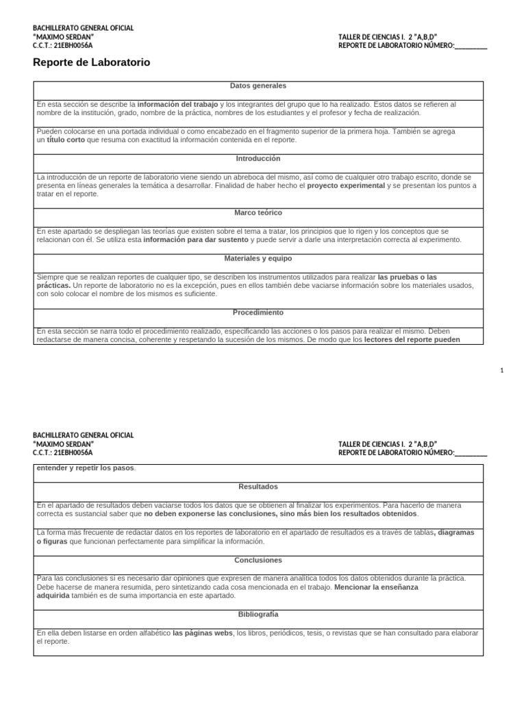 Reporte de Laboratorio: Guía Completa | PDF | Laboratorios