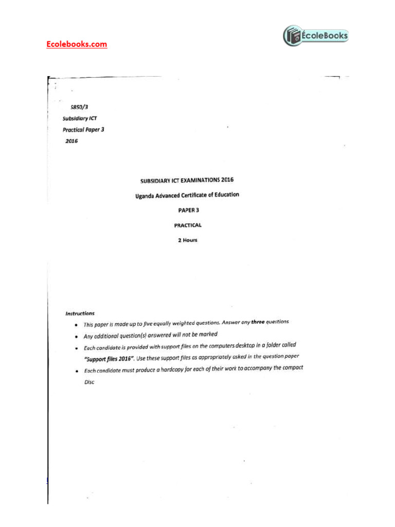 S6 Mock 1 2016 Sub Ict P3 | PDF