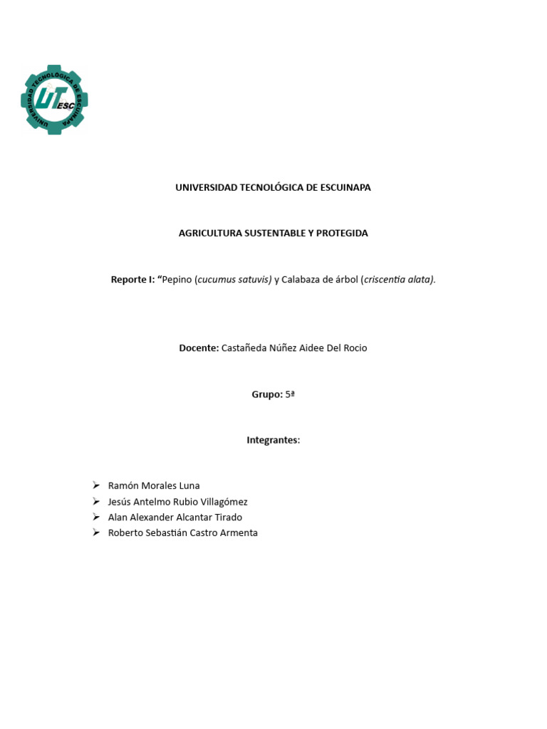 Reporte Integradora | PDF | Agricultura | Pepino