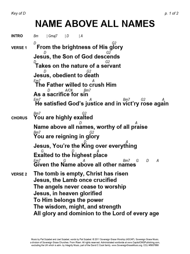 Name Above All Names-D-Guitar | PDF | Glory (Religion) | Jesus