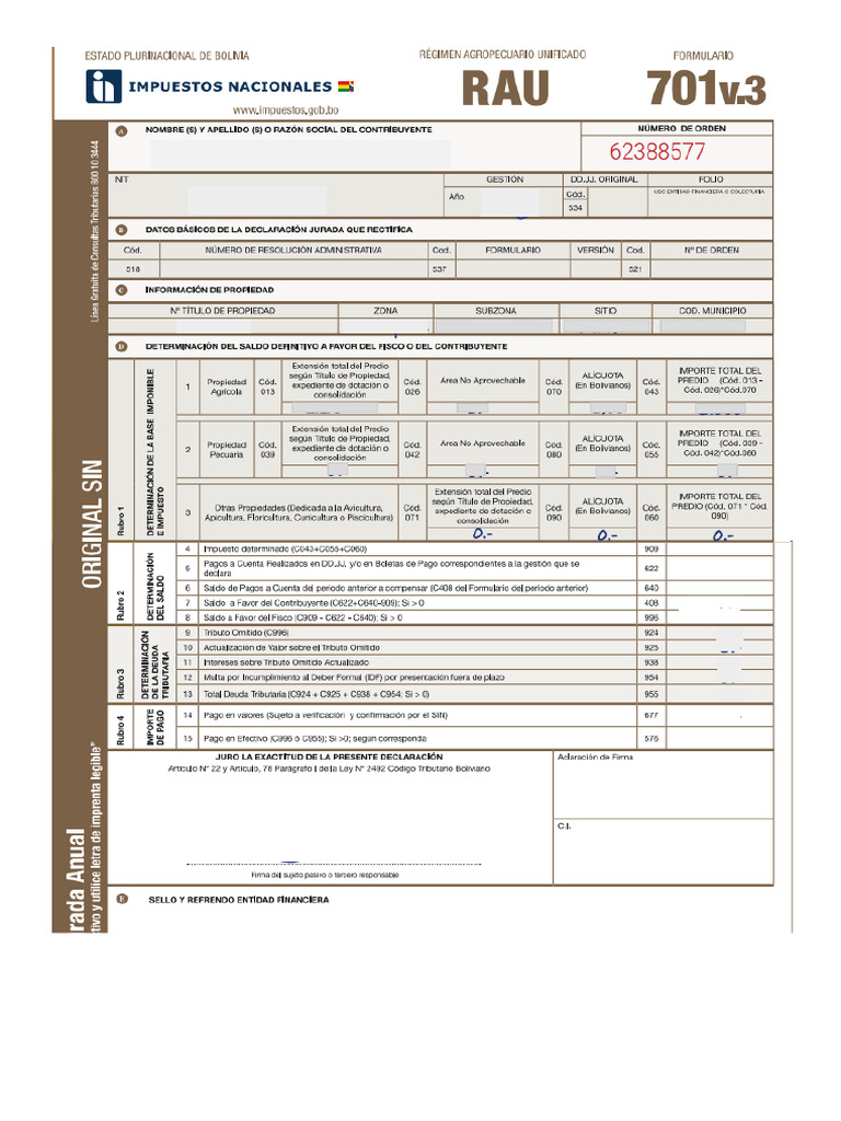 Formulario 701v3 RAU | PDF