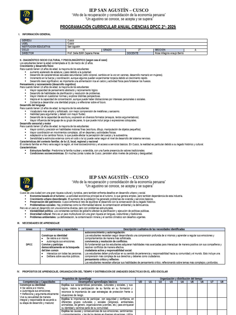 PCA 2° DPCC | PDF | Aprendizaje | Sustentabilidad