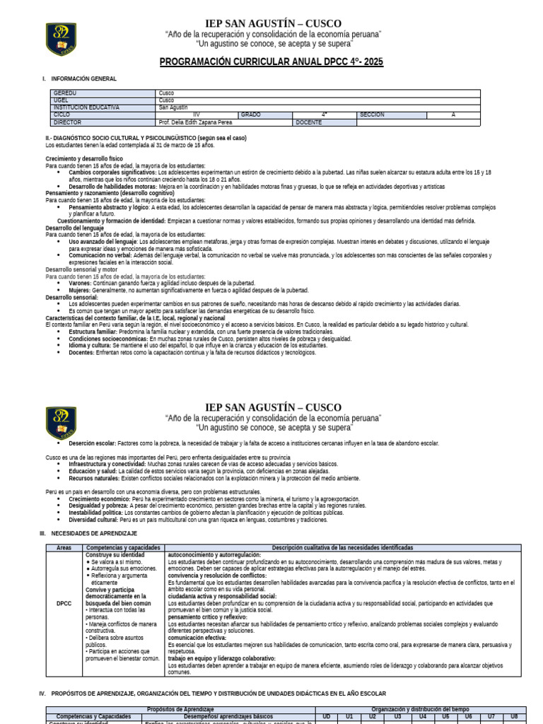 Pca 4° DPCC | PDF | Aprendizaje | Sustentabilidad