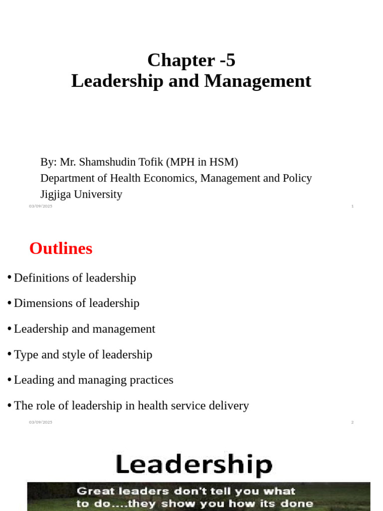 Leadership and Management in Health Services | PDF | Leadership | Charisma