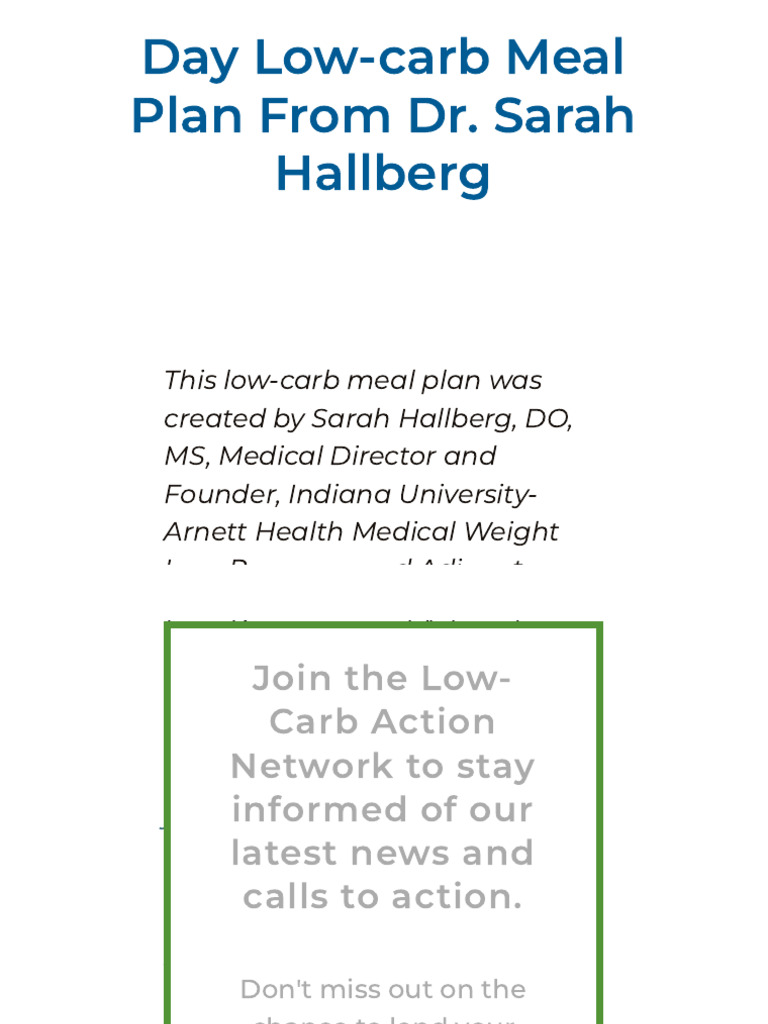 Dr. Sarah Hallberg's 7-Day Meal Plan | PDF