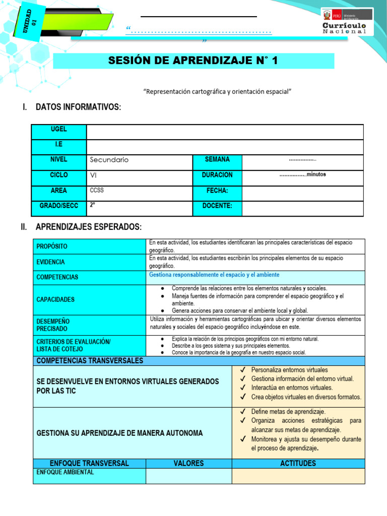 Sesion CCSS 2° Sec-Semana 01 Uni. 2 | PDF | Mapa | Ciencias de la Tierra