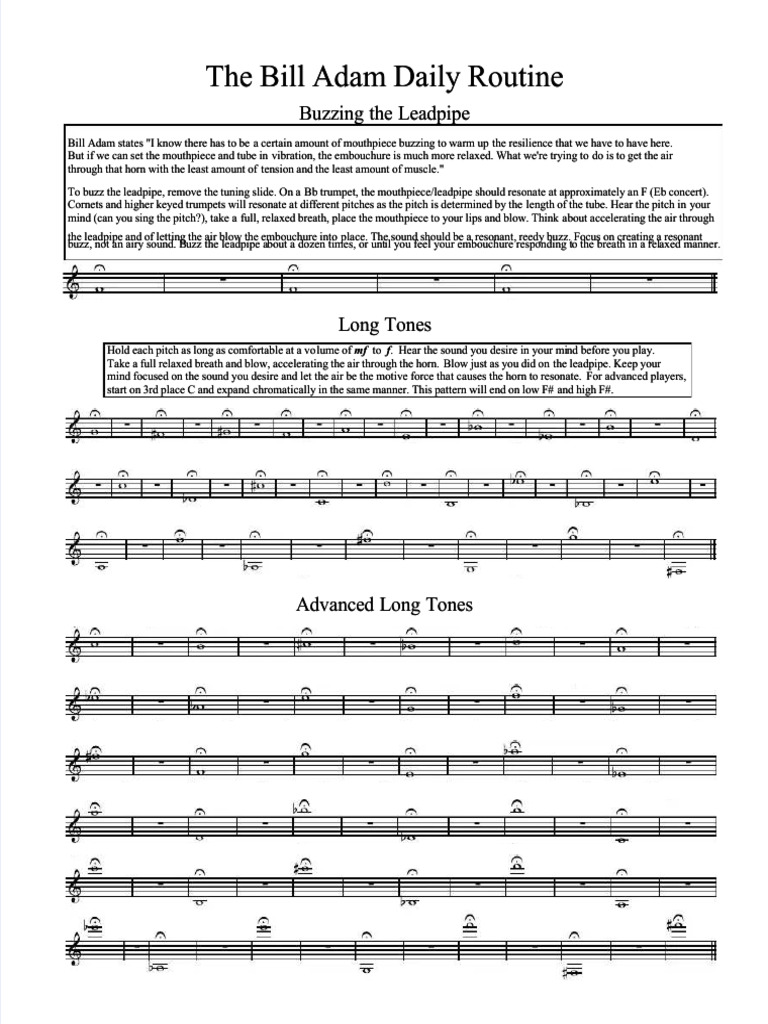 Bill Adams Daily Routine OFFICIAL | PDF | Trumpet | French Horn