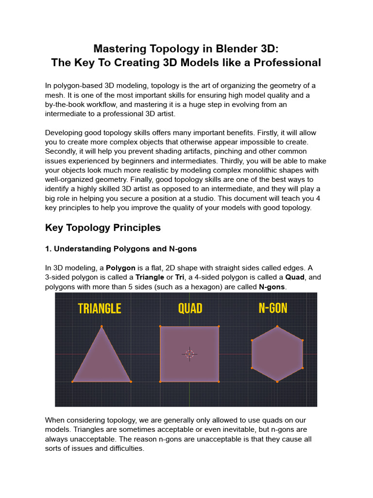 Mastering Topology in Blender 3D - The Key To CR | PDF | Polygon | 3 D ...