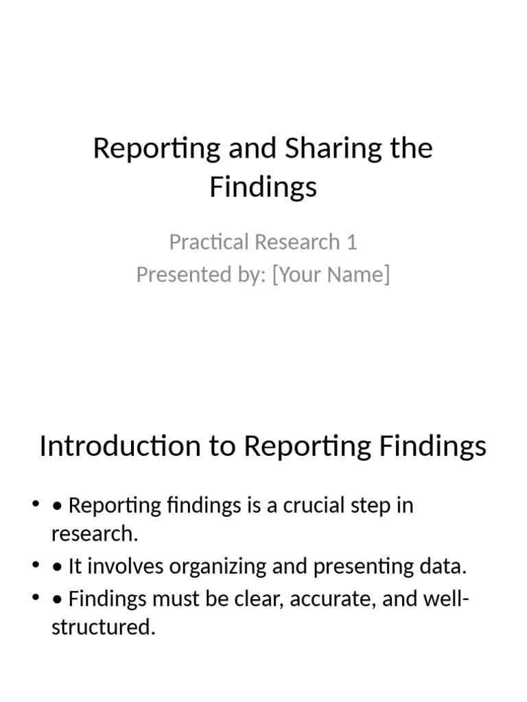 Reporting and Sharing Findings | PDF