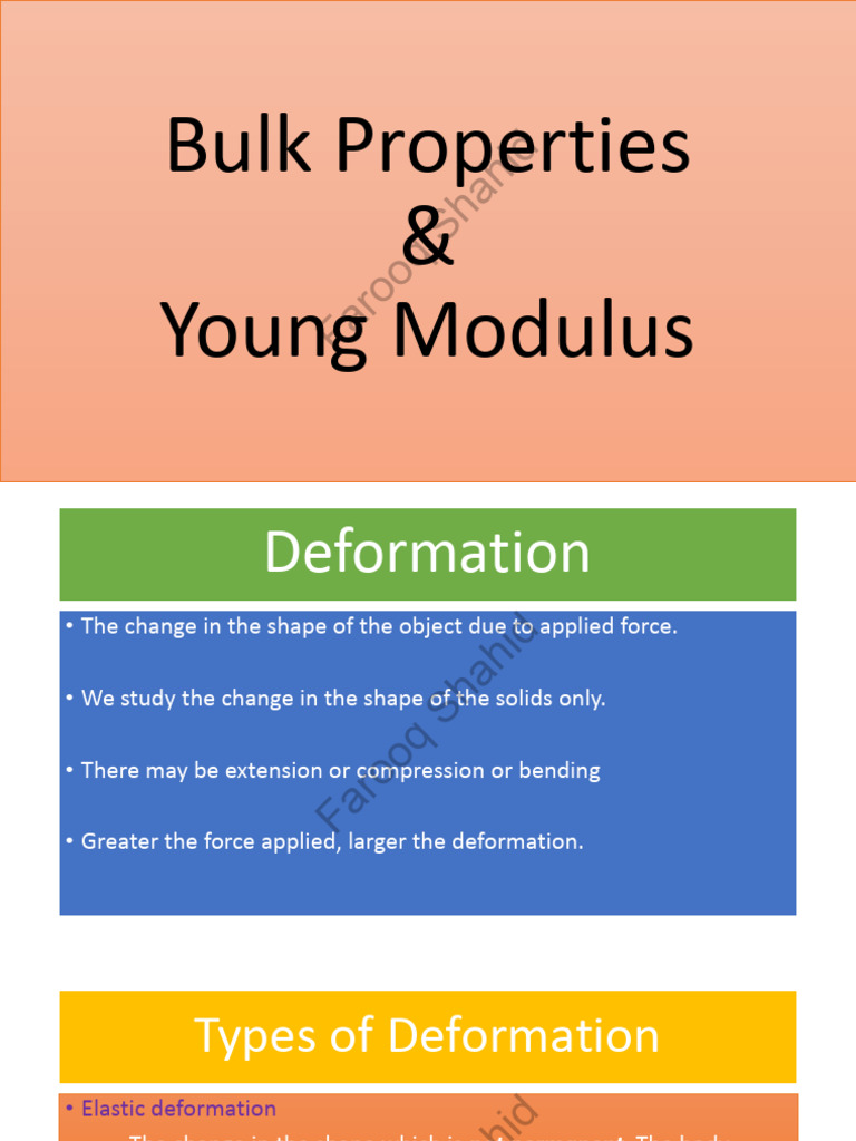 Bulk Properties | PDF | Deformation (Engineering) | Elasticity (Physics)