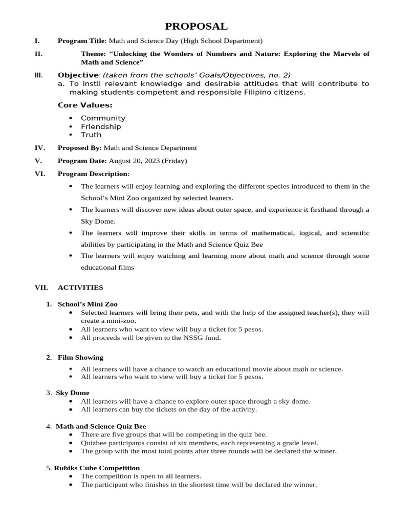 Proposal-Math and Science | PDF | Science | Mathematics