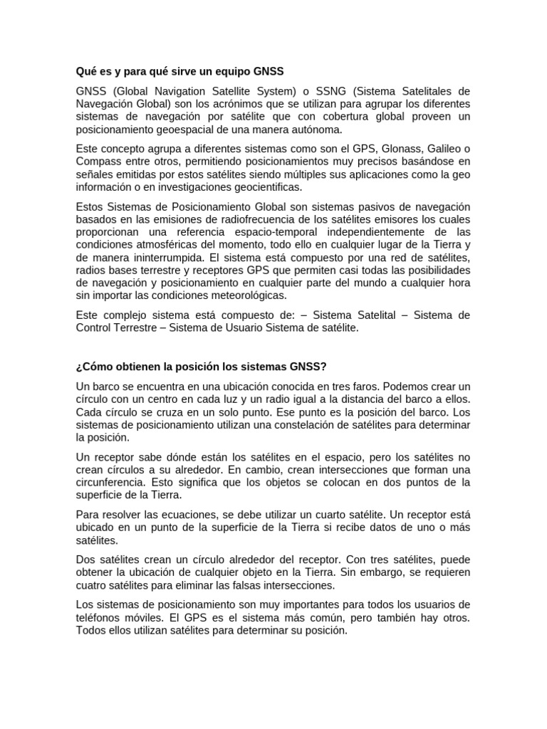 Uso y Función del Equipo GNSS | PDF | Sistema de Posicionamiento Global | Geodesia