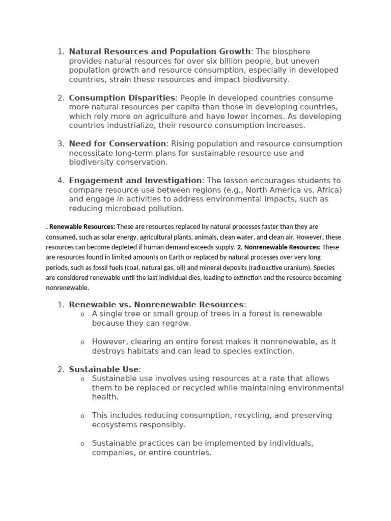 Natural Resources and Population Growth | PDF | Conservation Biology ...