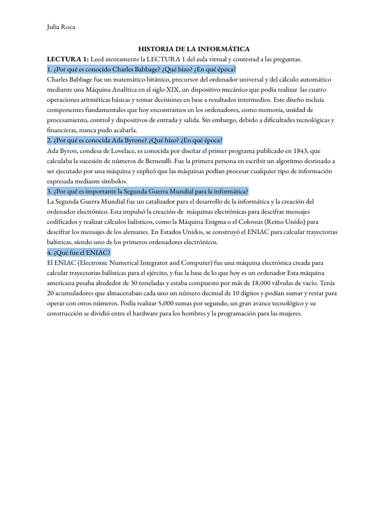 Historia de La Informática - Lecturas 1 y 2 | PDF | Traducciones ...