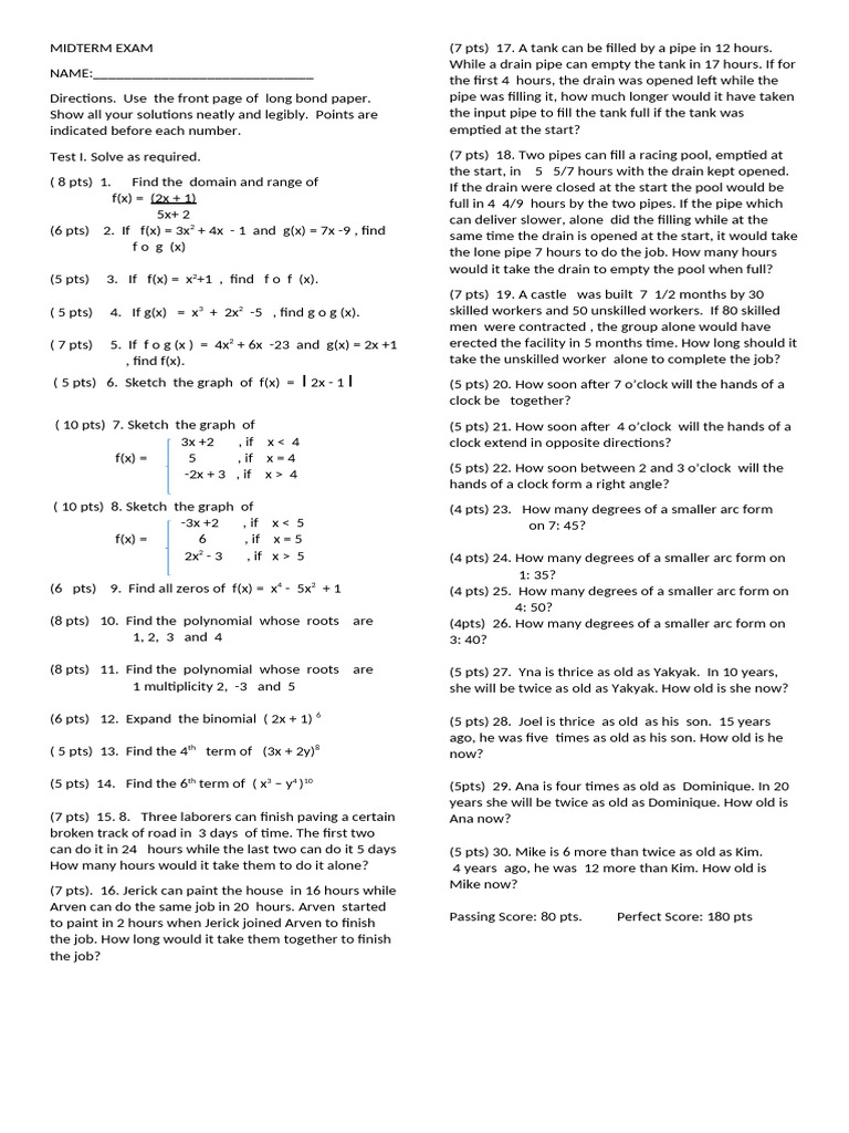 MIDTERM EXAM Higher Algebra | PDF | Zero Of A Function | Theoretical ...