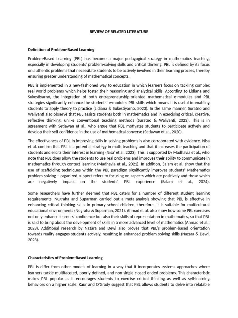 REVIEW-OF-RELATED-LITERATURE-G4 (1) | PDF | Learning | Critical Thinking REVIEW-OF-RELATED-LITERATURE-G4 (1) | PDF | Learning | Critical Thinking