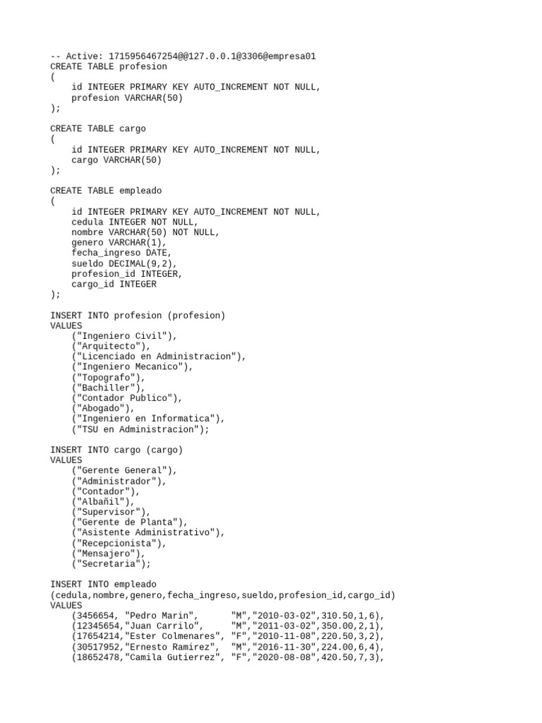 Practica SQL Varias Tablas | PDF | SQL | Diseño de software