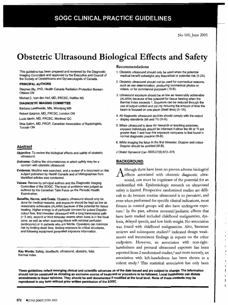 Obstetric Ultrasound Biological Effects and Safety | PDF