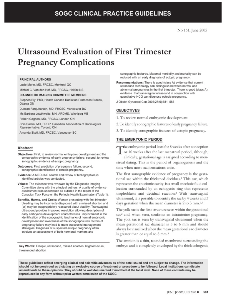 Ultrasound Evaluation of First Trimester Pregnancy Complications | PDF | Medical Ultrasound ...