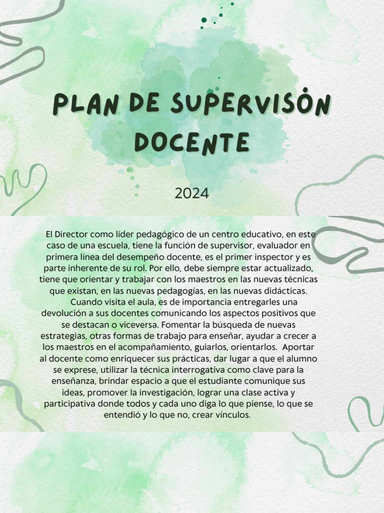 Plan de Supervisión Educativa 2024 | PDF | Maestros | Enseñando