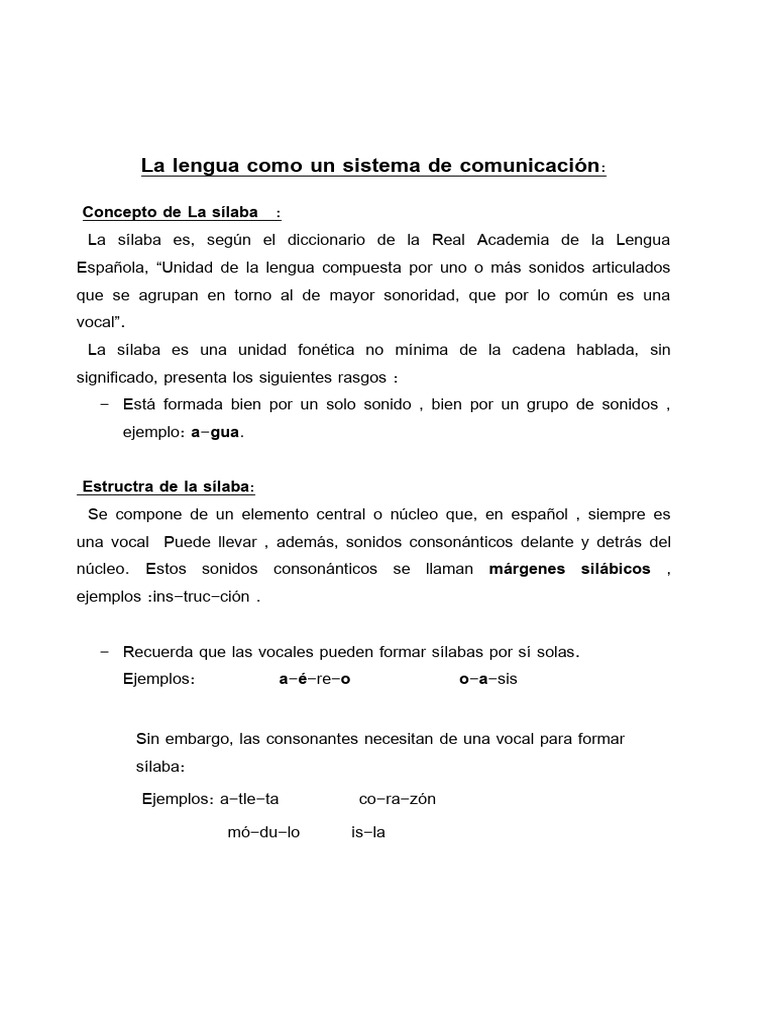 Sílaba tónica y átona en español | PDF | Sílaba | Vocal