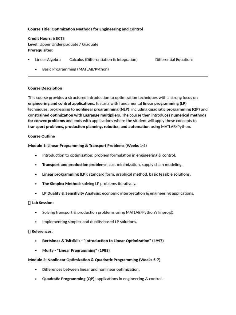 Optimisation Course For Engineers | PDF | Mathematical Optimization ...