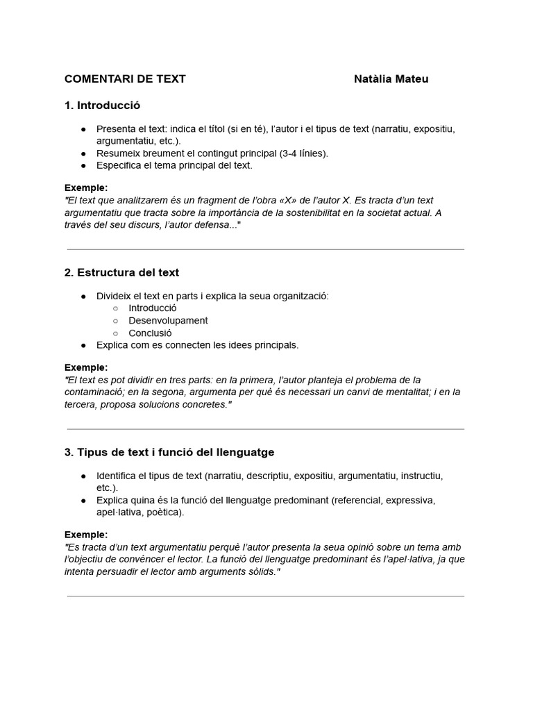 Im COMENTARI DE TEXT - Natàlia Mateu | PDF
