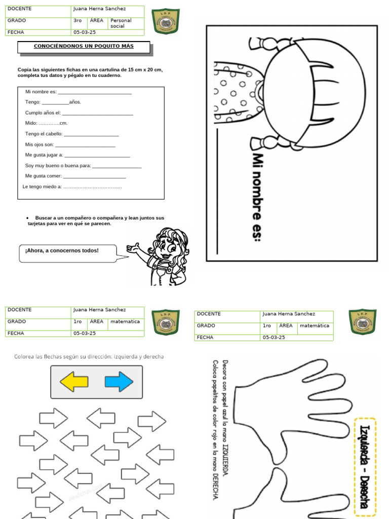 Fichas para Conocerse en Clase | PDF
