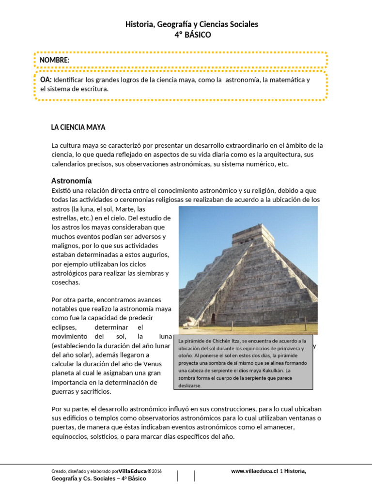 Guia Ciencia Maya 4 Basico | PDF | Civilización maya | Astronomía