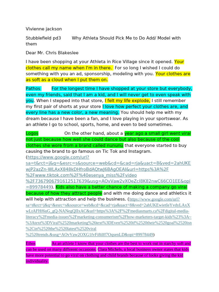 Why Athleta Should Pick Me To Do Add Model With Them | PDF