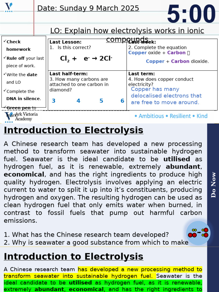 Introduction To Electrolysis | PDF | Ion | Anode