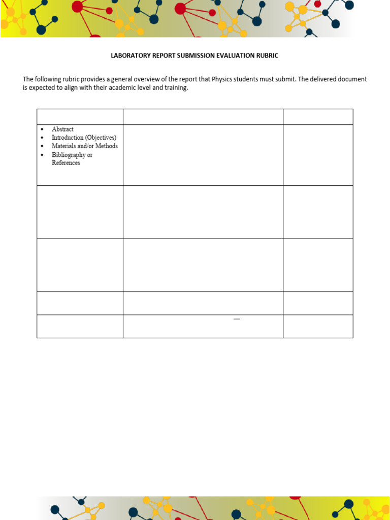 Laboratory Report Submission Evaluation Rubric | PDF | Methodology ...