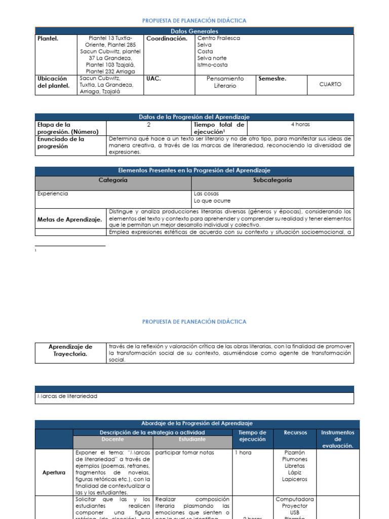 Pensamiento Literario PG2 | PDF | Aprendizaje