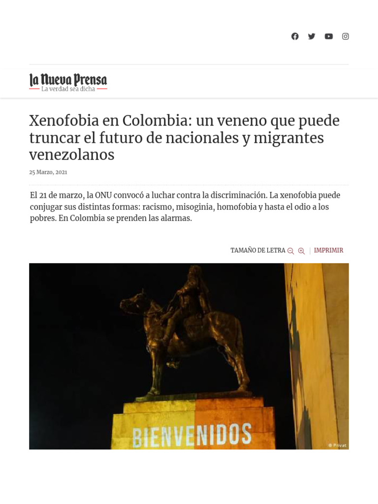 Xenofobia en Colombia - Un Veneno Que Puede Truncar El Futuro de ...