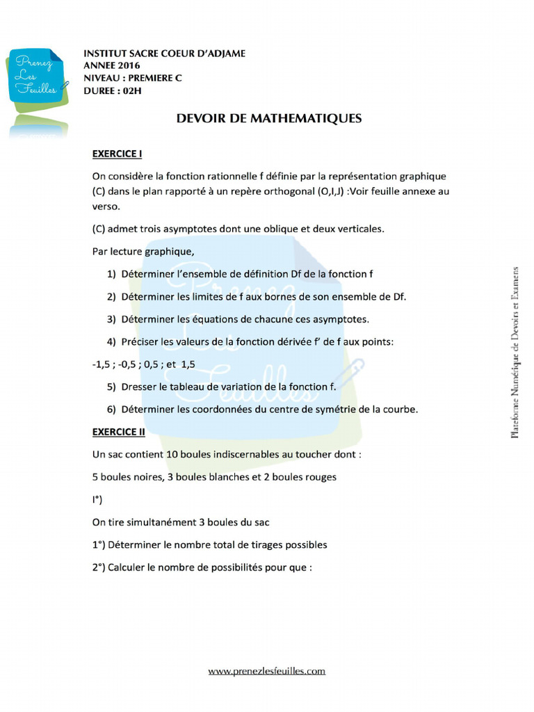 Dérivation Devoir | PDF