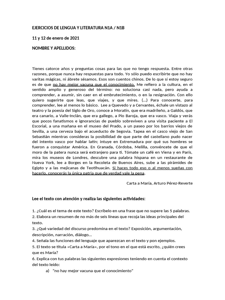 Ejercicios Repaso 1bach 2021 | PDF | Gramática | Lingüística