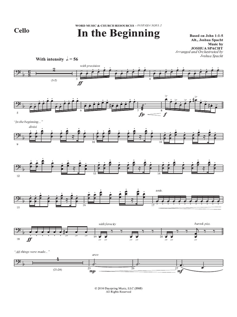 01 - in The Beginning CELLO | PDF
