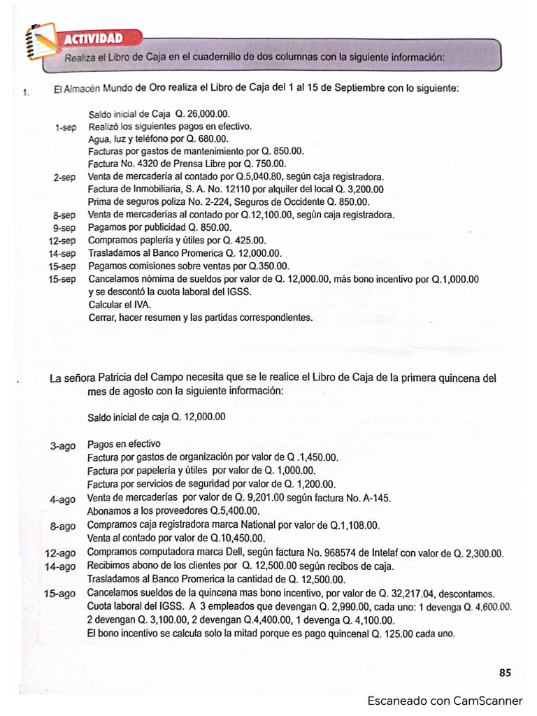 Libro Caja Ejercicios | PDF