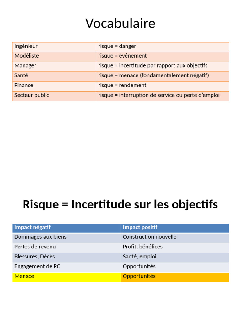 Vocabulaire Risque 20140925 | PDF | Gestion des risques | Risque