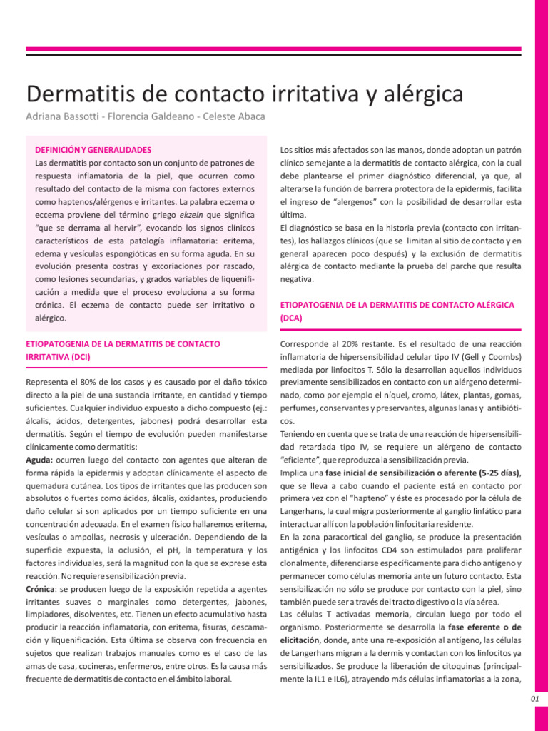 Dermatitis de Contacto: Tipos y Tratamiento | PDF | Alergia ...