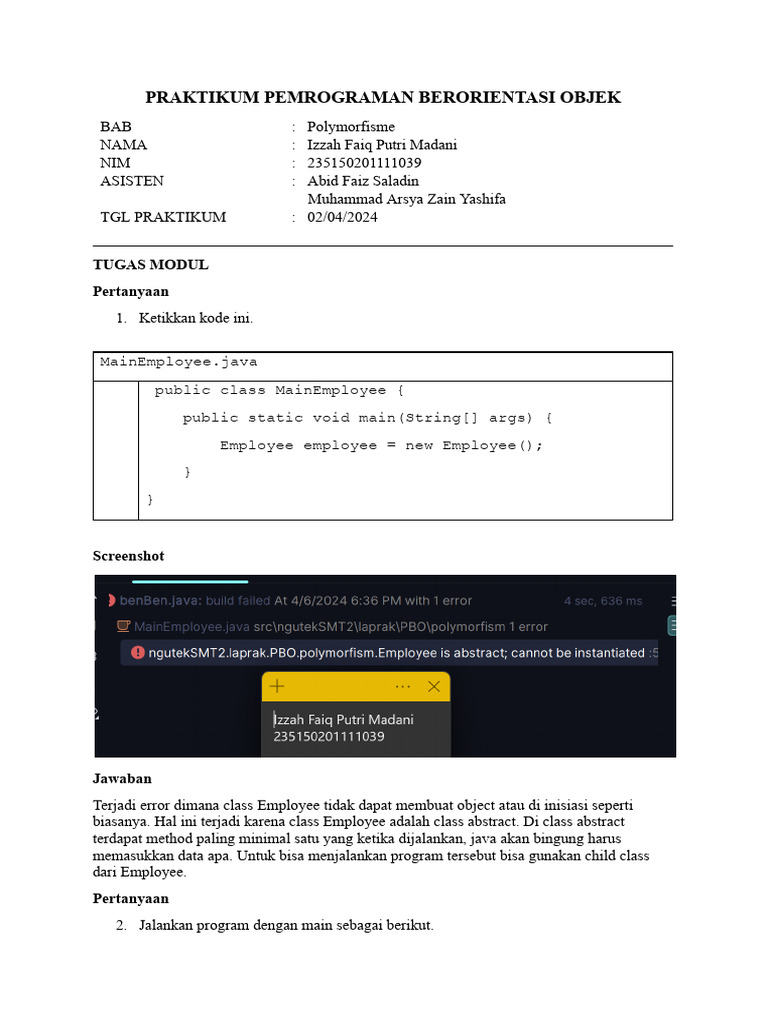 Bab 7 - 235150201111039 - Izzah Faiq Putri Madani | PDF | Computer Programming