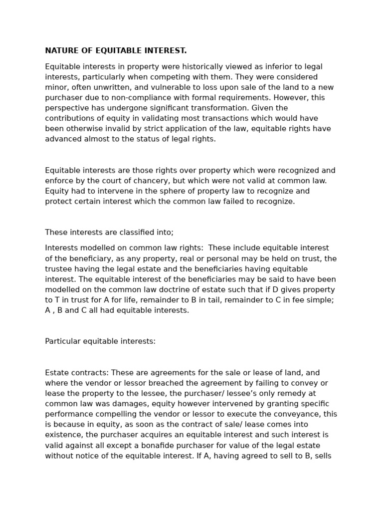Anu's Presentation - Nature of Equitable Interest | PDF | Mortgage Law ...
