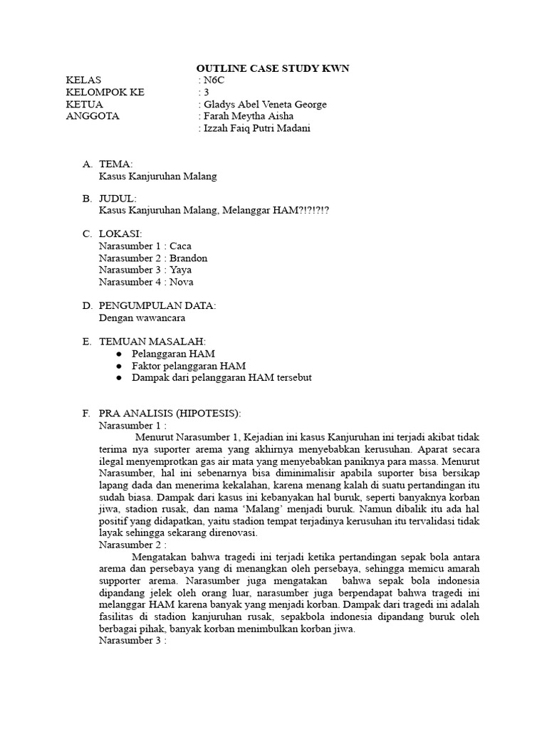 Outline Case Study KWN | PDF