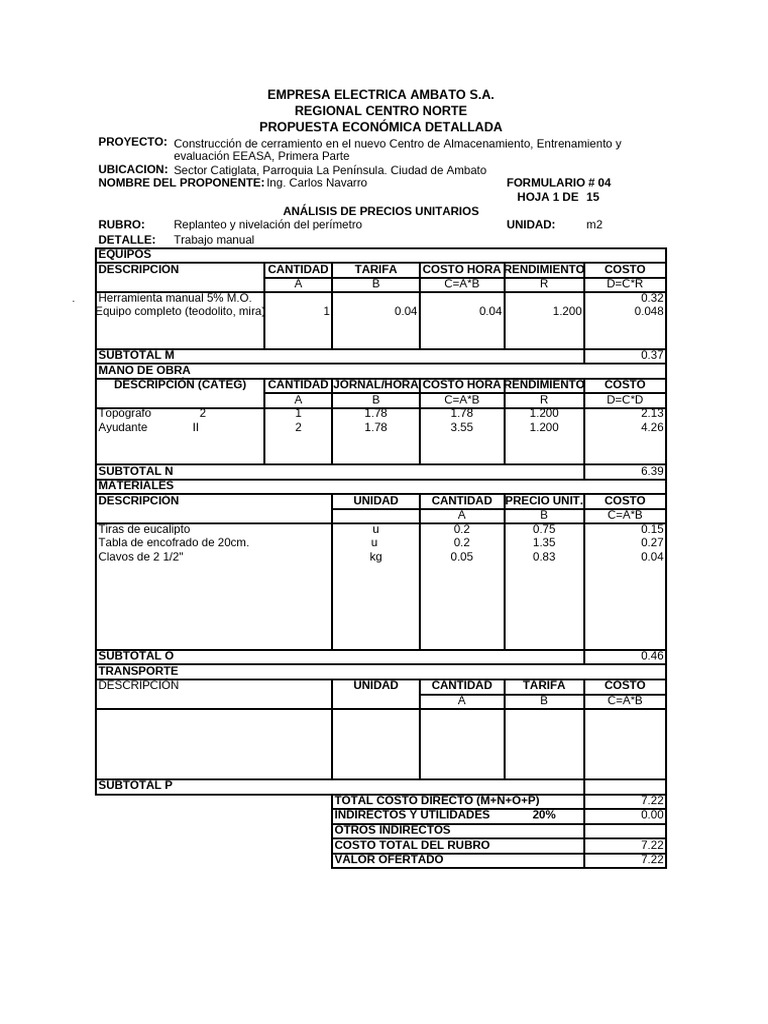 ANALISIS DE PRECIOS UNITARIOS | PDF | Albañilería | Materiales de construcción