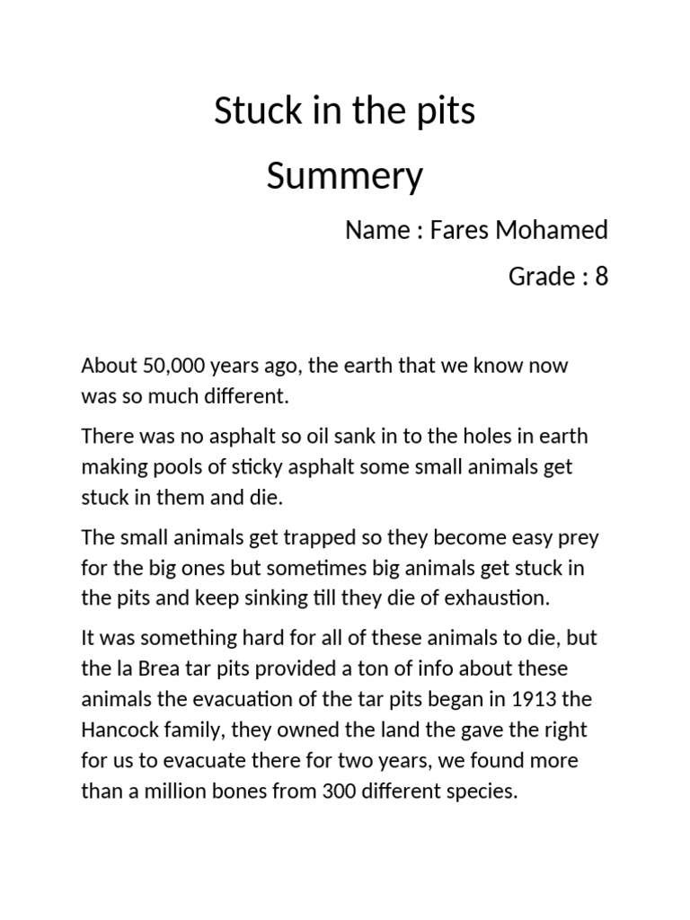 English stuck in the pits Summery | PDF