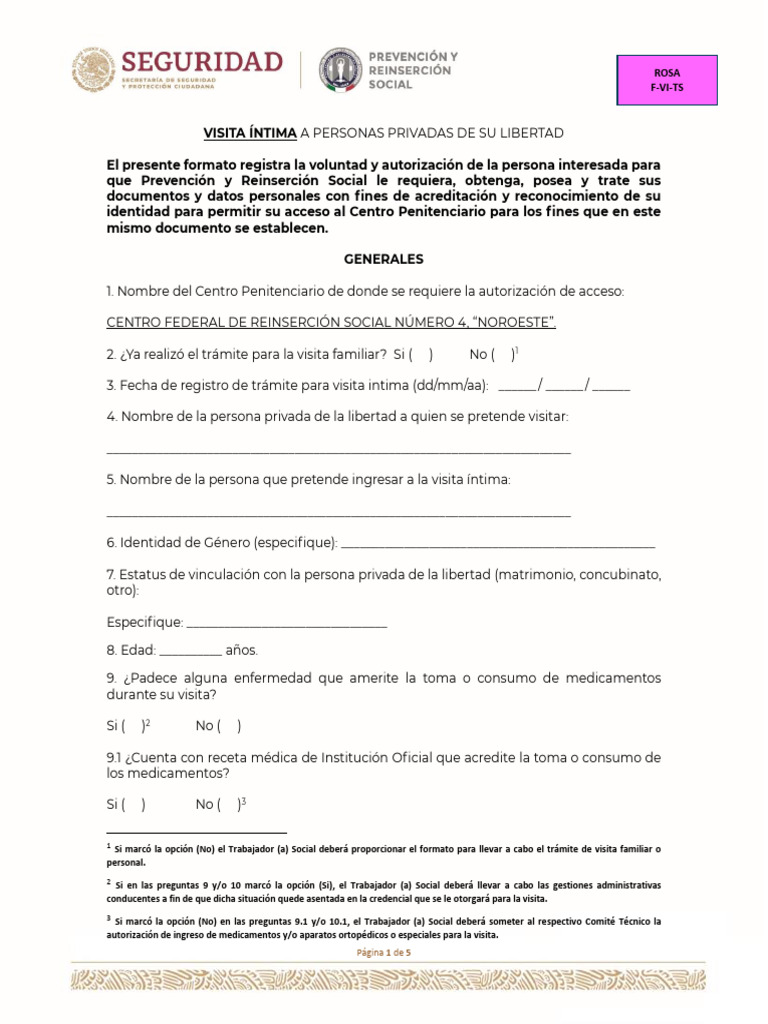 Formato de Visita Intima | PDF | Prisión